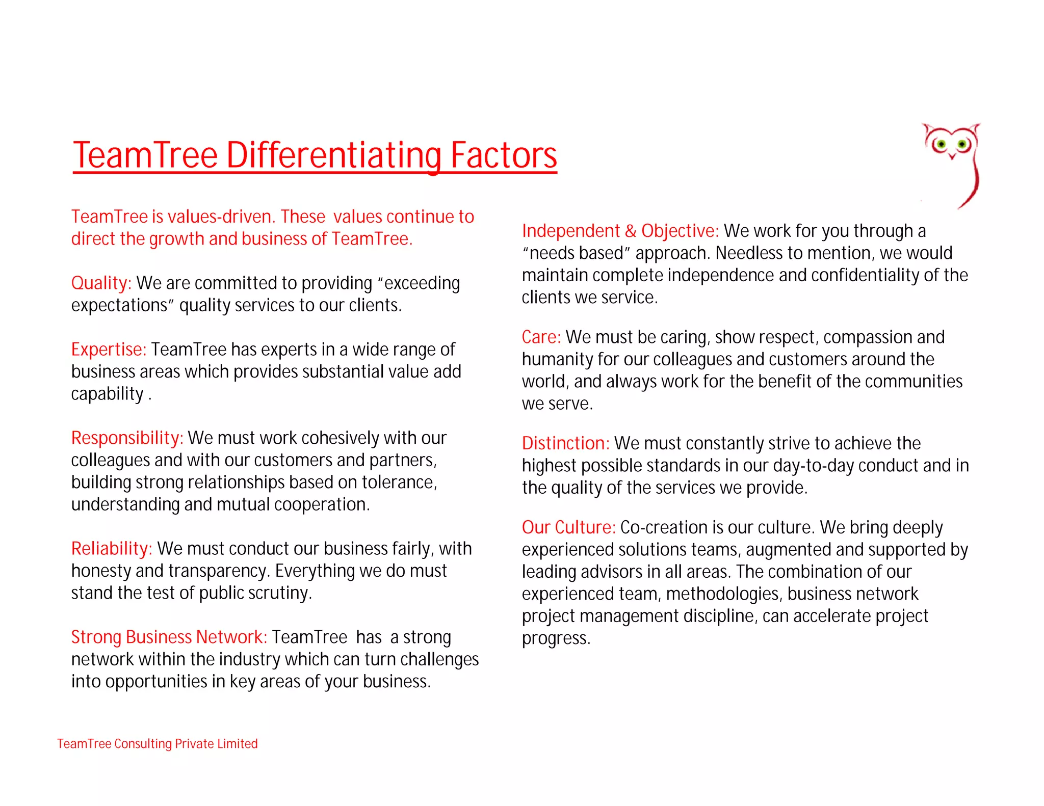 Team Tree Capability Statement 2011 12 | PPT