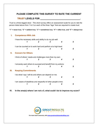 Team trust survey activity | PDF | Business and Finance