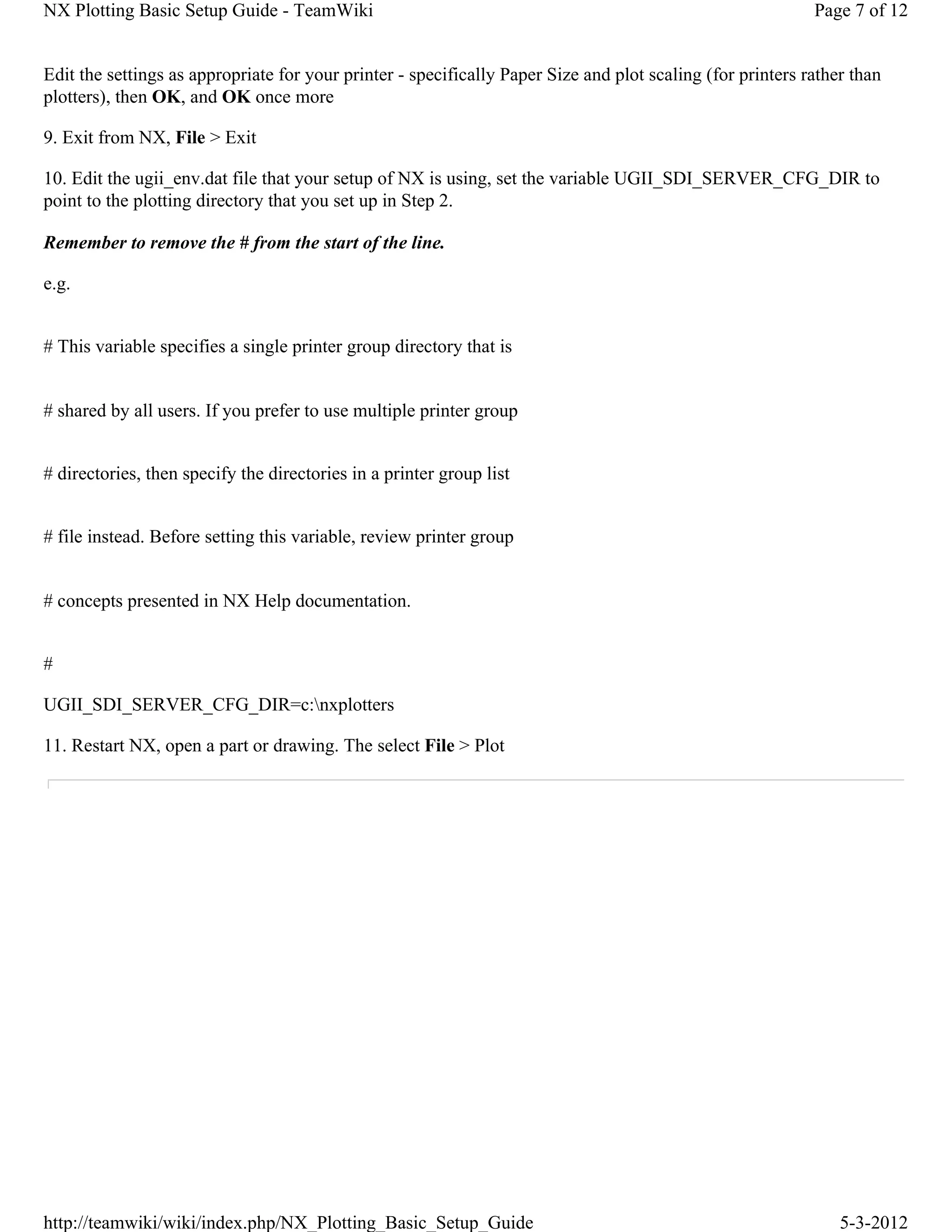 Teamwiki nx plotting setup | PDF
