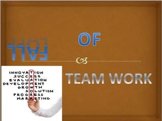 REASONS WHY FAILURE IN TEAM WORK TAKES PLACE | PPT
