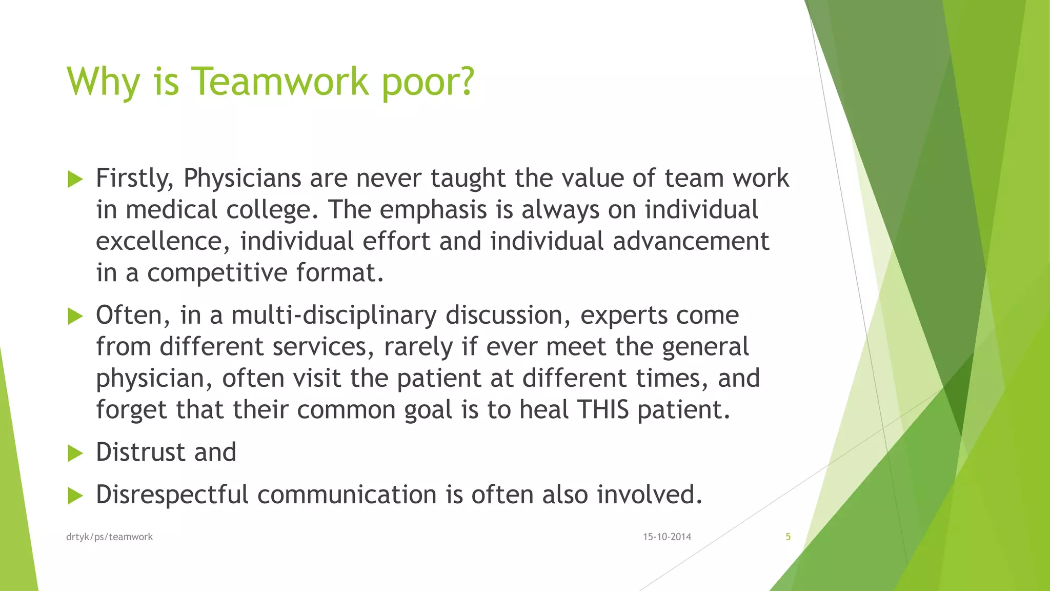 Team work in health care and patient safety | PPTX