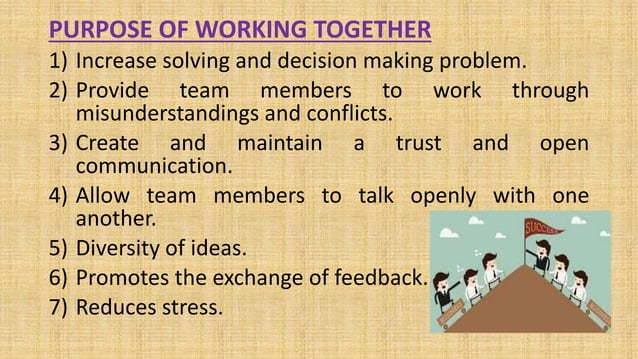 Team work- purposes, characteristics, techniques and stages of team ...