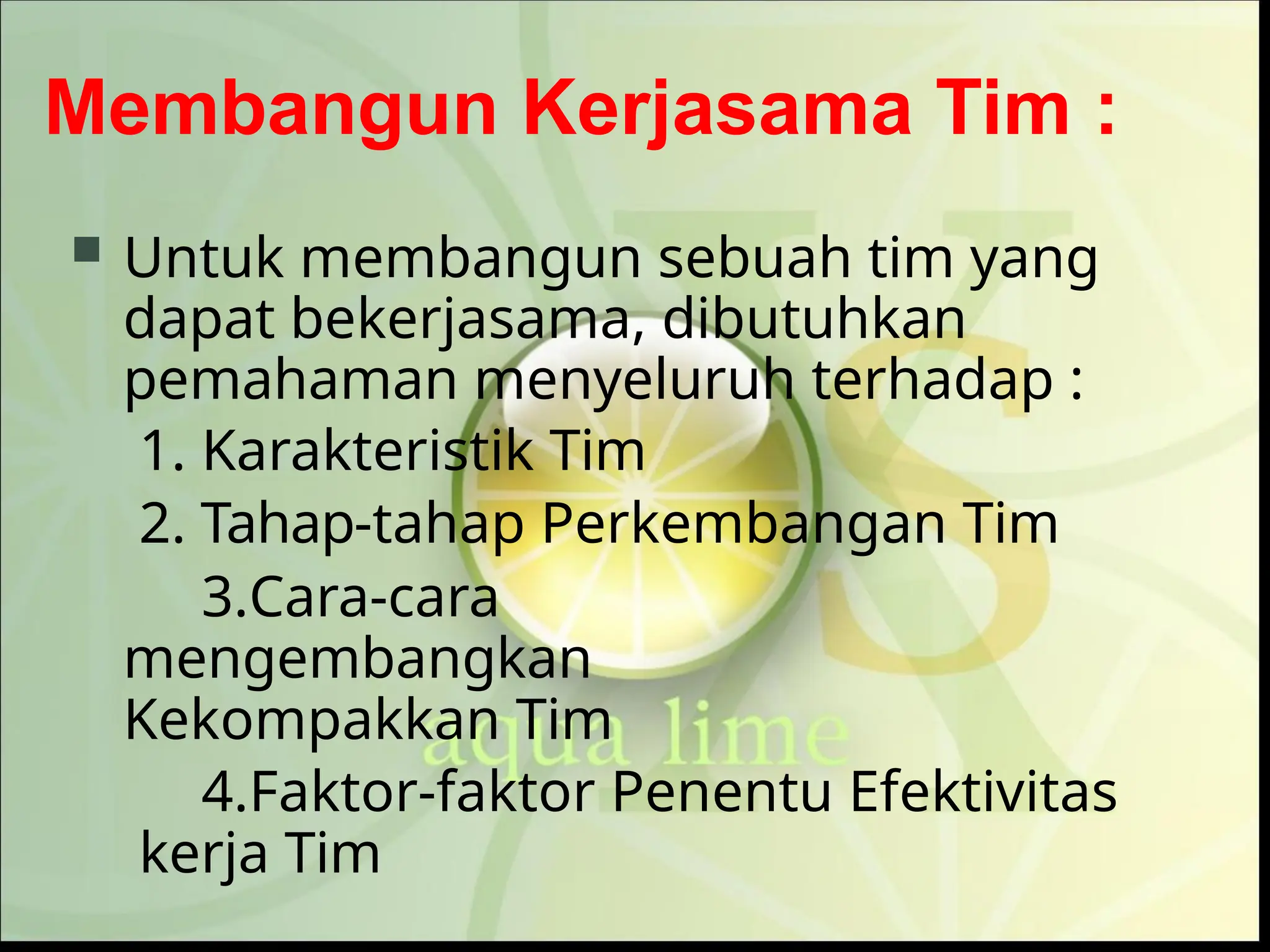 POWER POINT PRESENTASI TENTANG TEAM WORK DALAM ORGANISASI | PPTX