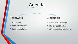 Teamwork and leadership | PPTX