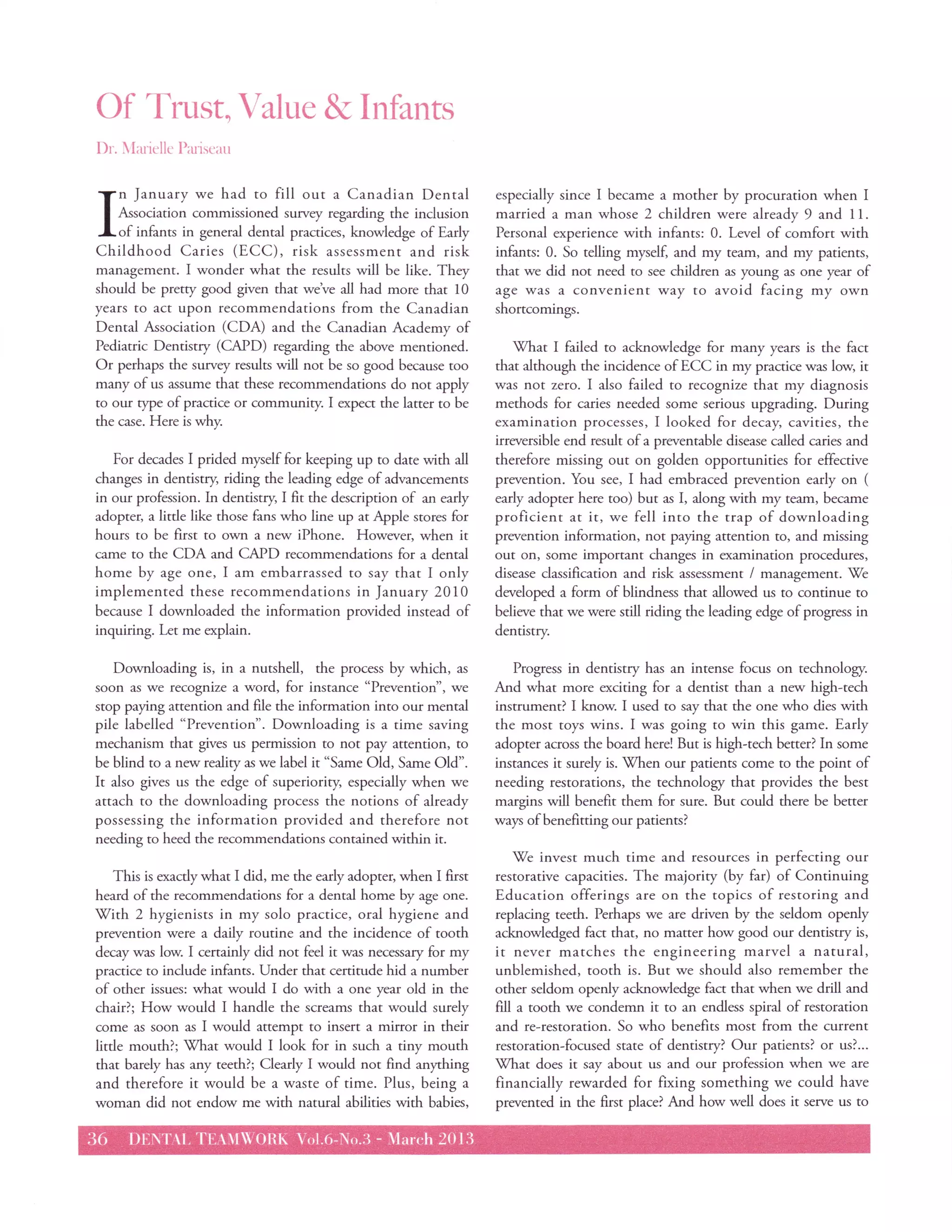 Of Trust, Value and Infants | PDF