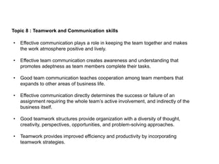 Teamwork & Communication Skills | PPTX