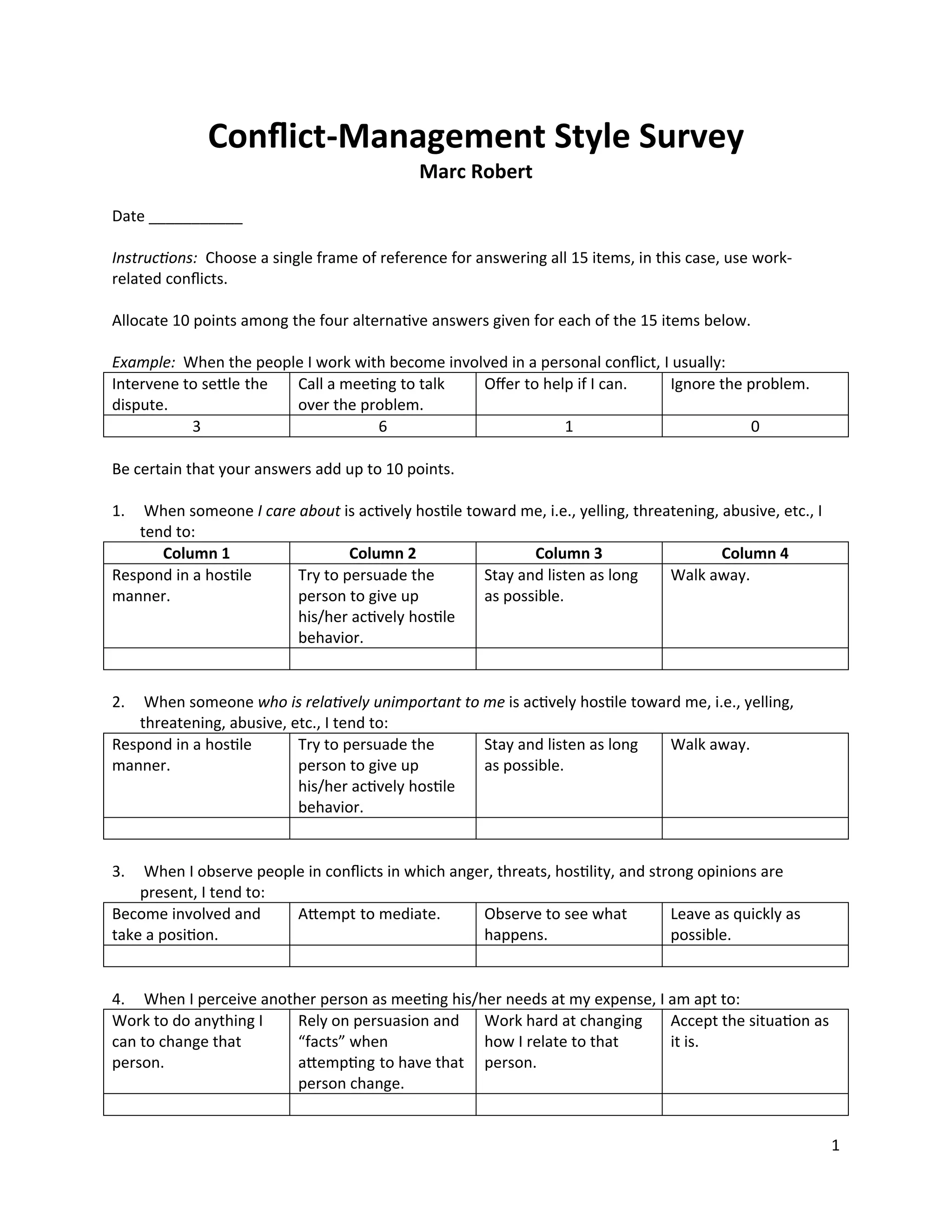 Team work conflict survey | PDF