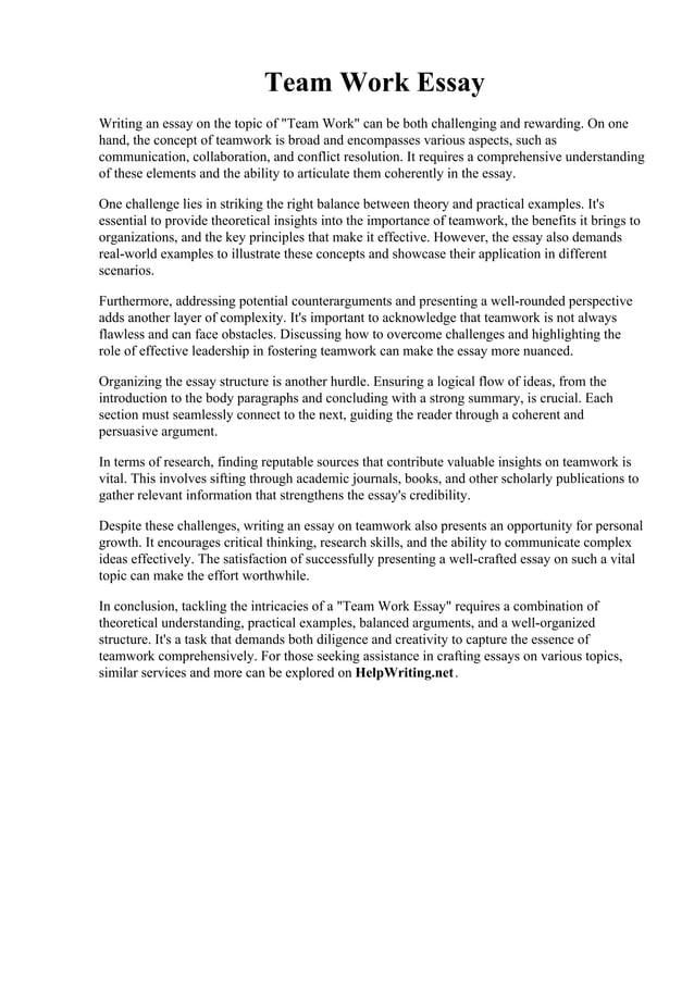 Team Work Essay | PDF