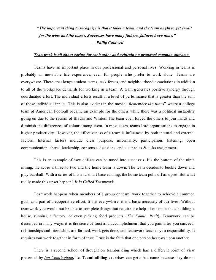 Teamwork Essay Teamwork Essay