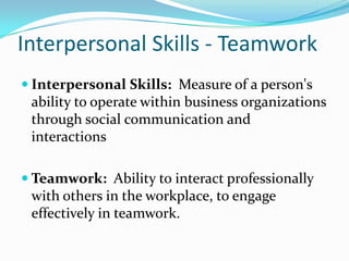 Team work & Interpersonal skills | PPTX