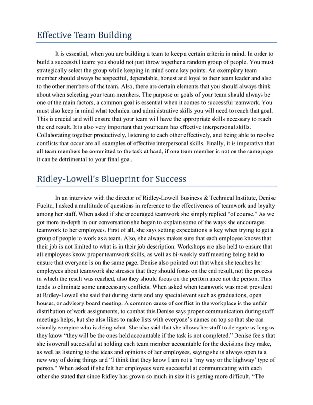 Teamwork & Loyalty Report | DOCX | Human Resources | Business