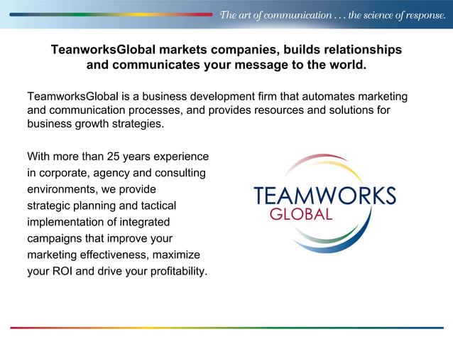 Teamworks Customer Relationship Marketing | PPT