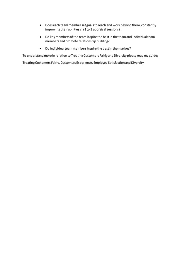 Teamwork values with Treating Customers Fairly (TCF) and Diversity ...