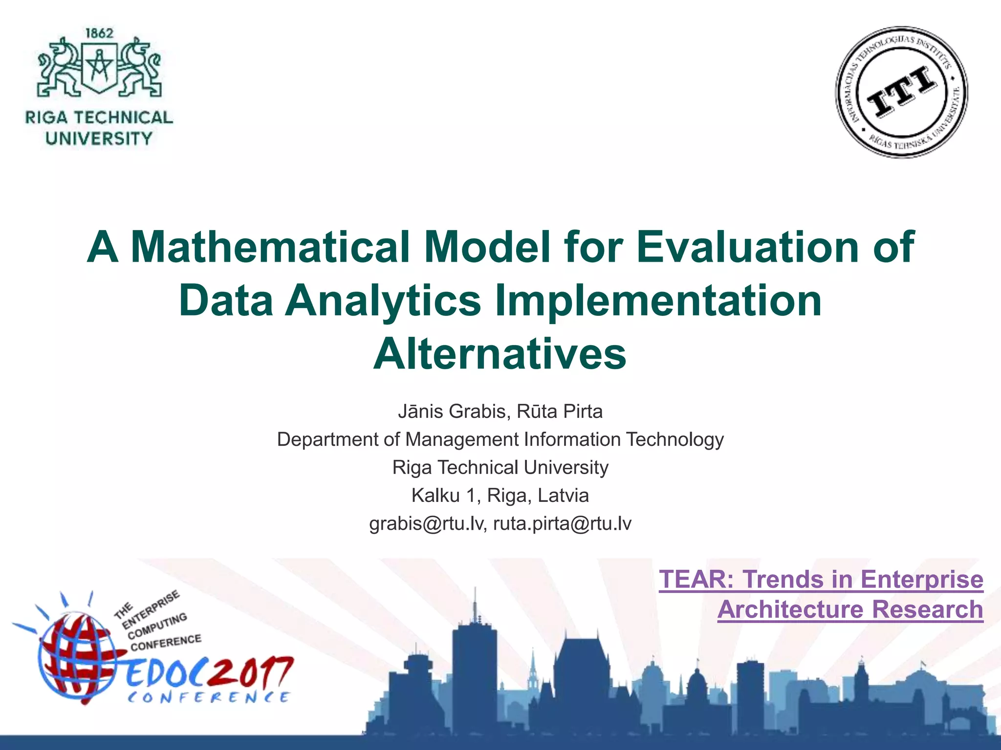 A Mathematical Model For Evaluation Of Data Analytics Implementation