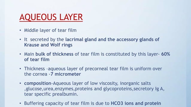 TEAR FILM PHYSIOLOGY Presentation ophthal | PPTX | Eye and Vision ...