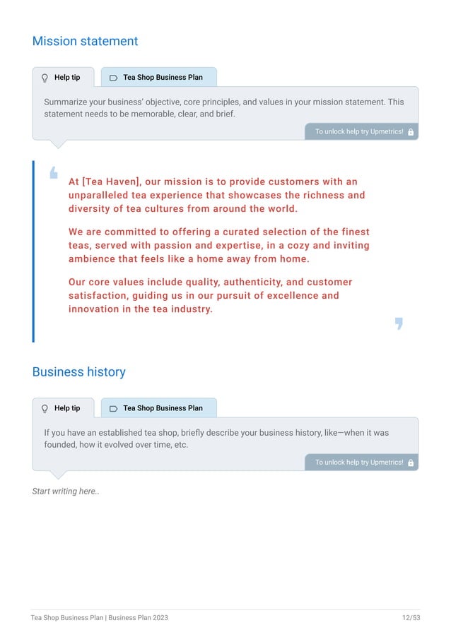 Tea Shop Business Plan Example | Upmetrics | PDF | Flower Shopping ...