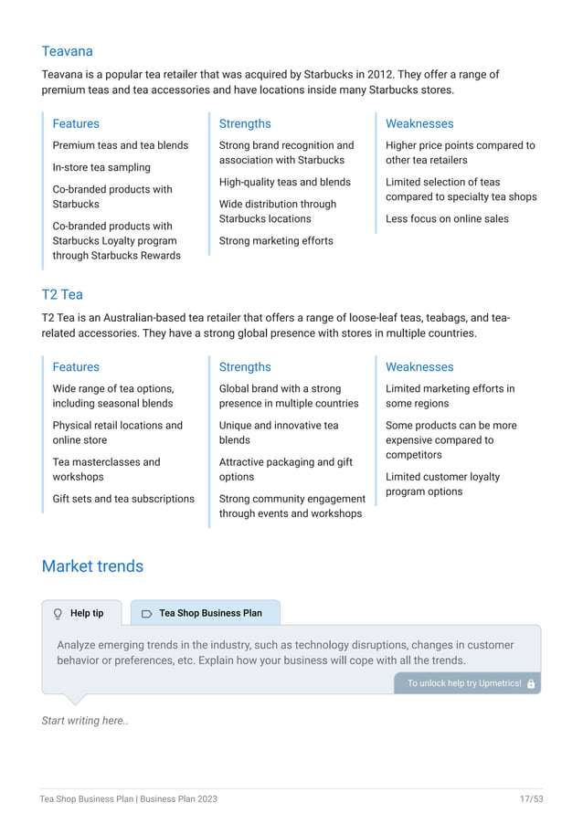 Tea Shop Business Plan Example | Upmetrics | PDF | Flower Shopping ...