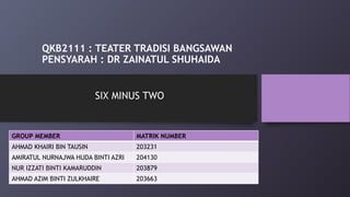Teater bangsawan six minus two | PPT