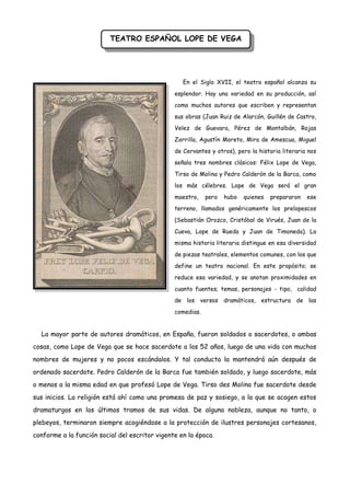 Teatro español lope de vega | DOCX