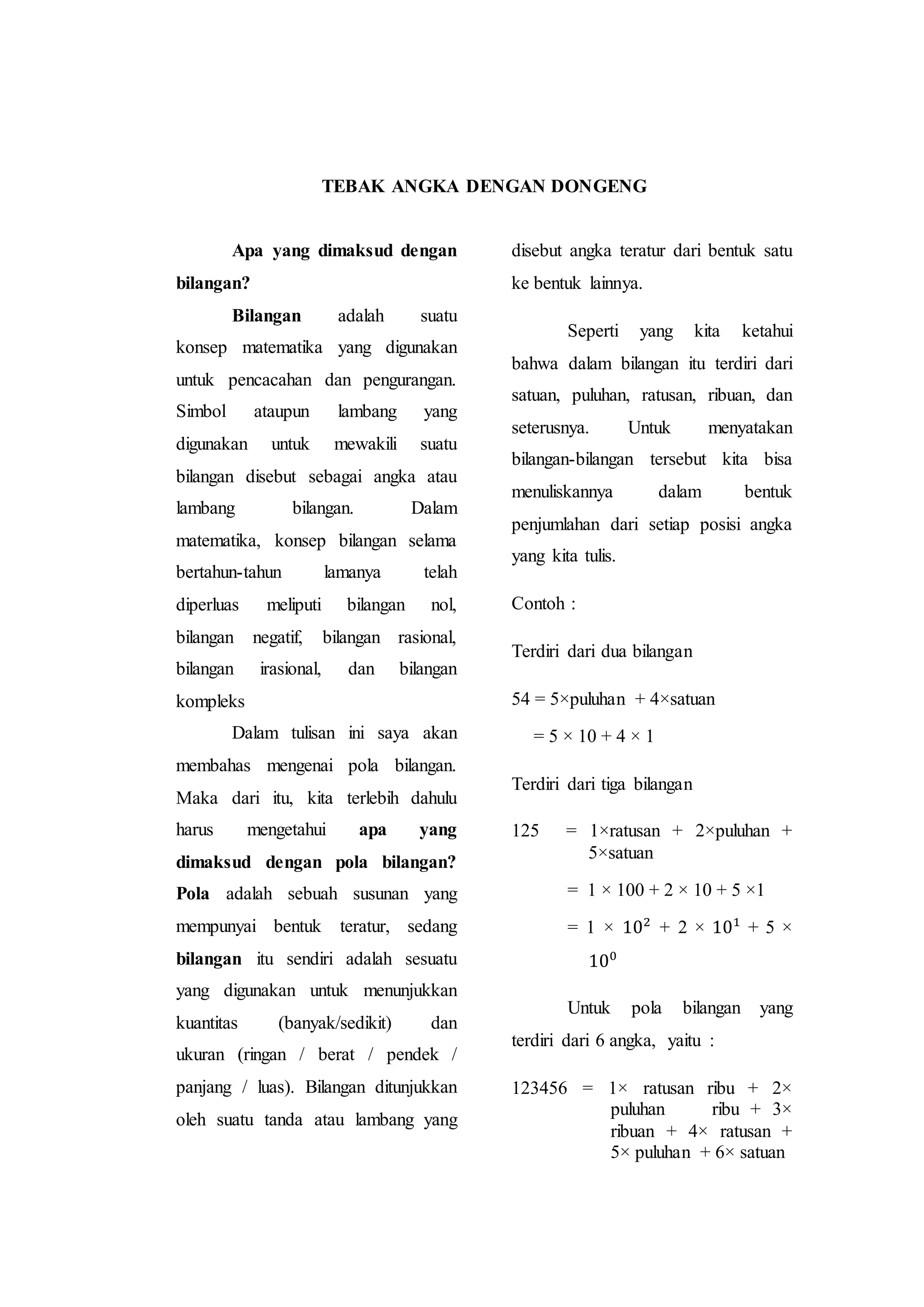 Tebak Angka dengan dongeng | PDF