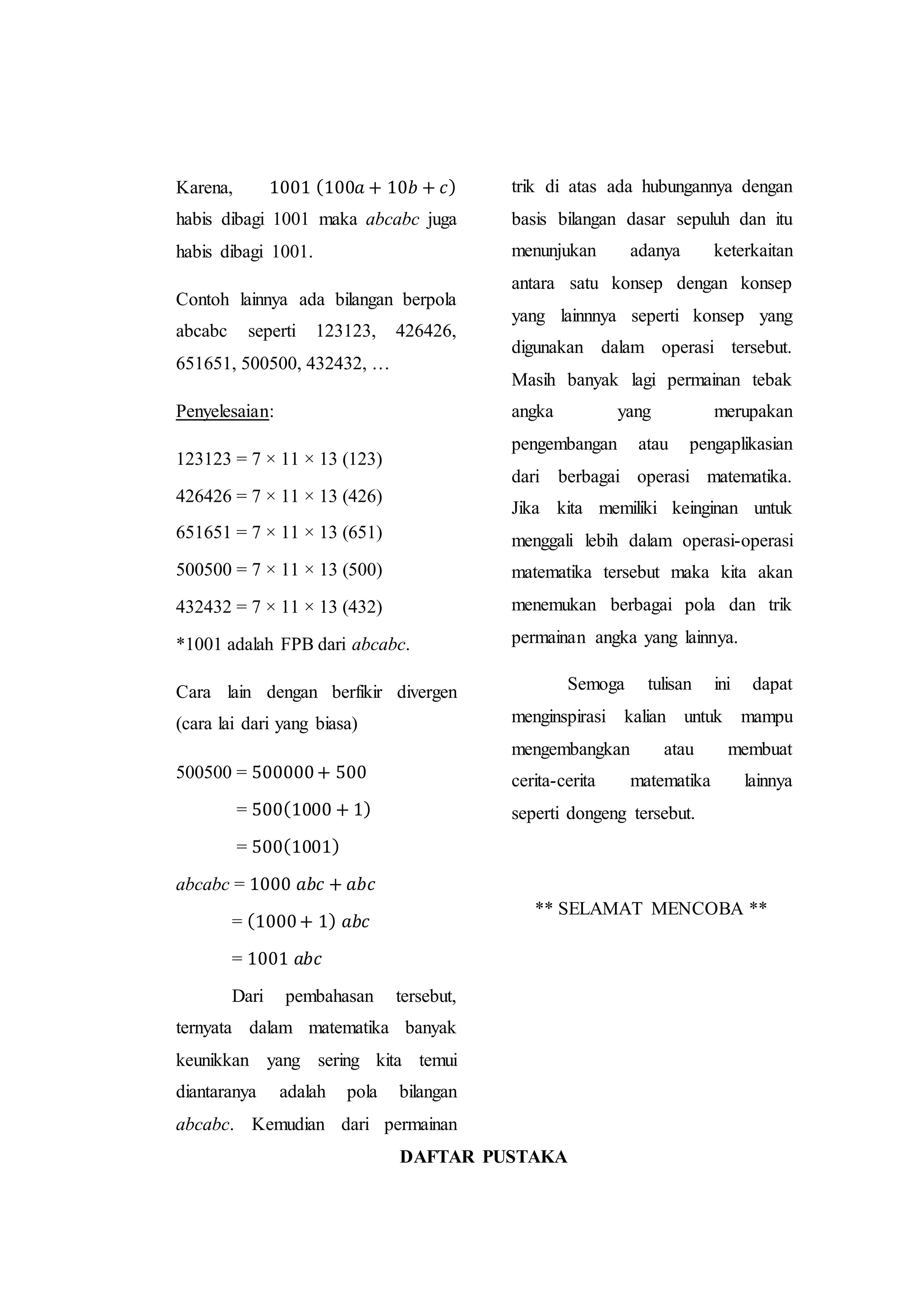 Tebak Angka dengan dongeng | PDF