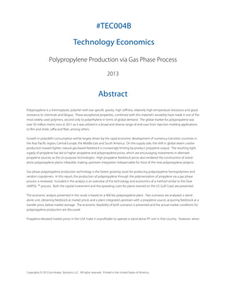 Technology Economics: Polypropylene Via Gas Phase Process, Part 2 | PDF