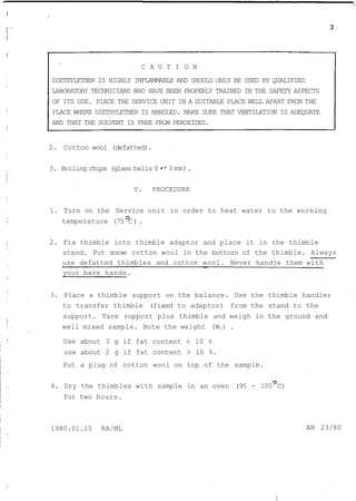 Tecator soxtec-vetbepaling-manual | PDF