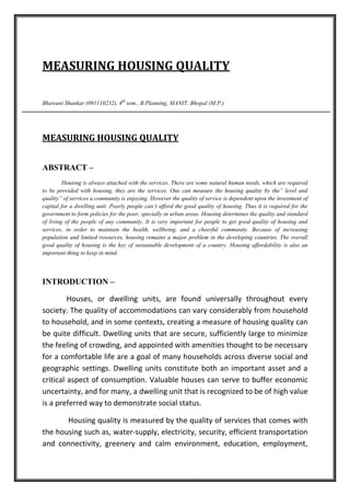 Measuring housing quality | PDF