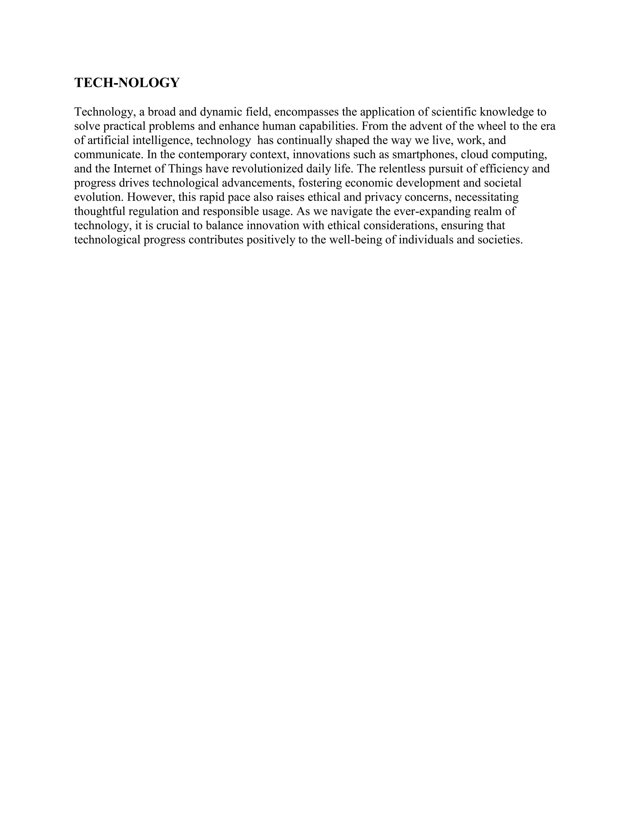 description of Technology easy understable | DOCX