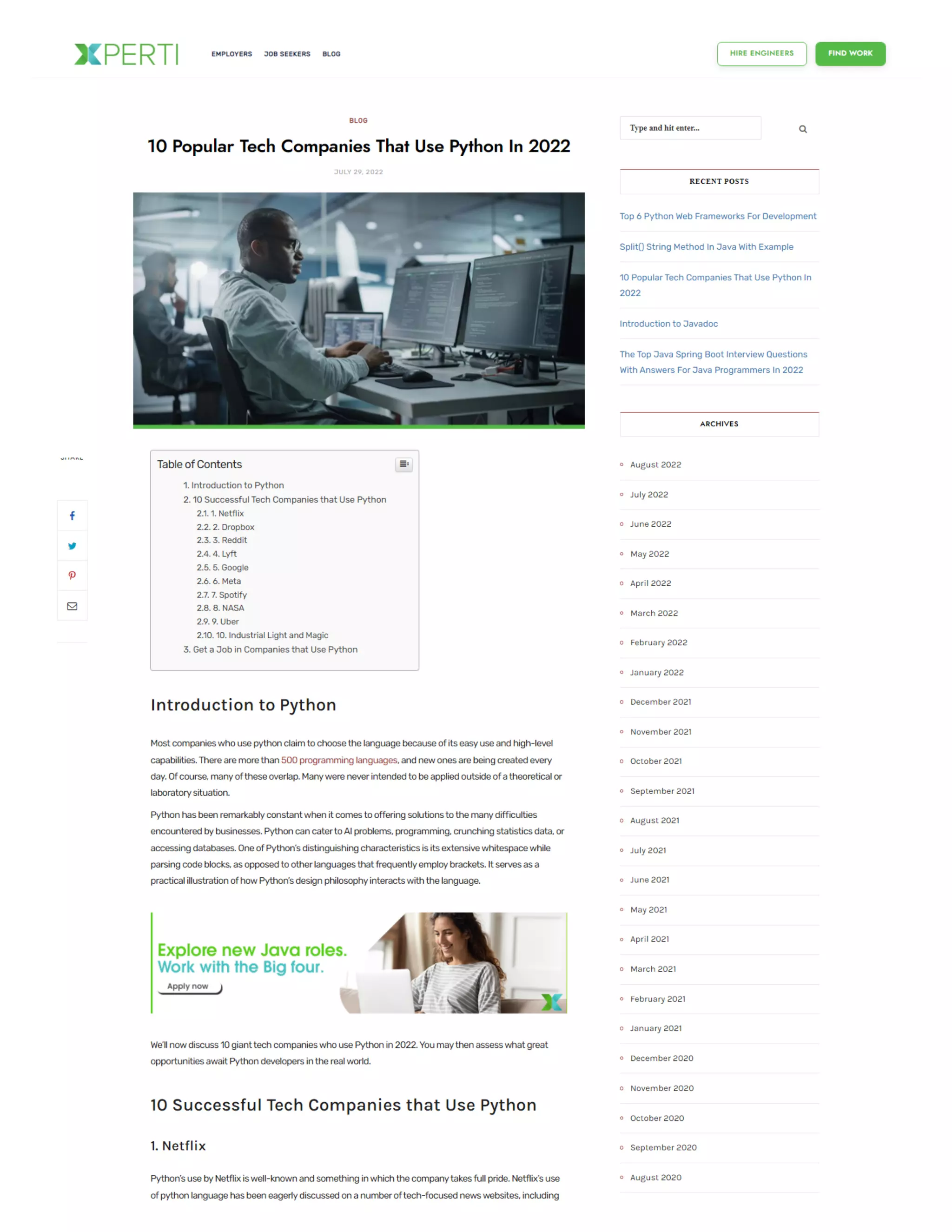10 Popular Tech Companies That Use Python In 2022 | PDF