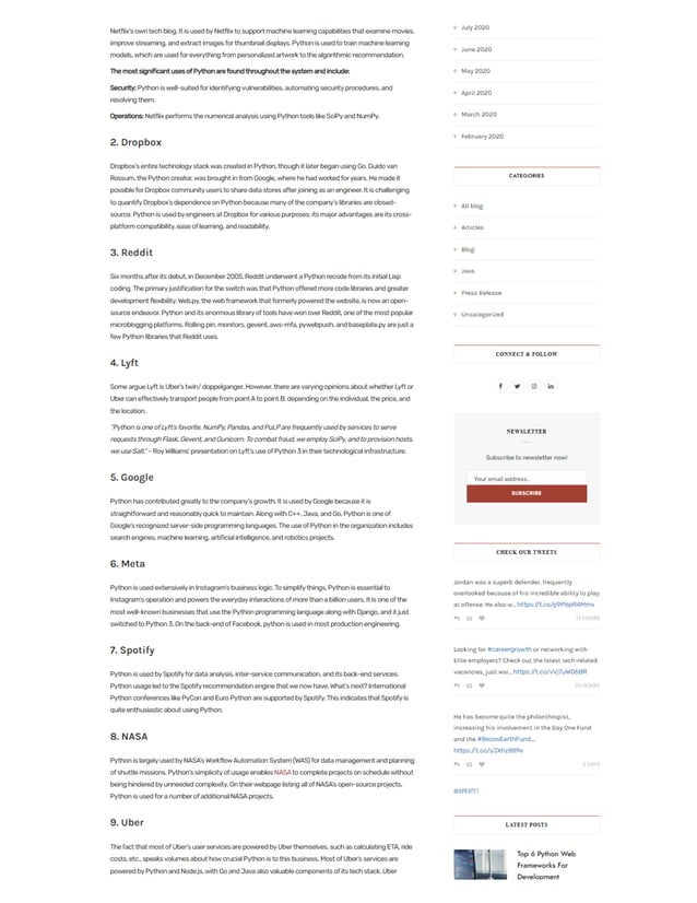 10 Popular Tech Companies That Use Python In 2022 | PDF