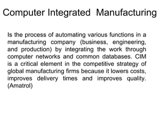 Introduction to Computer integrated manufacturing Technology | PPT