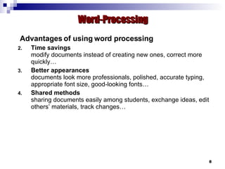 Applications: Word-Processing, Spreadsheet & Database | PPT