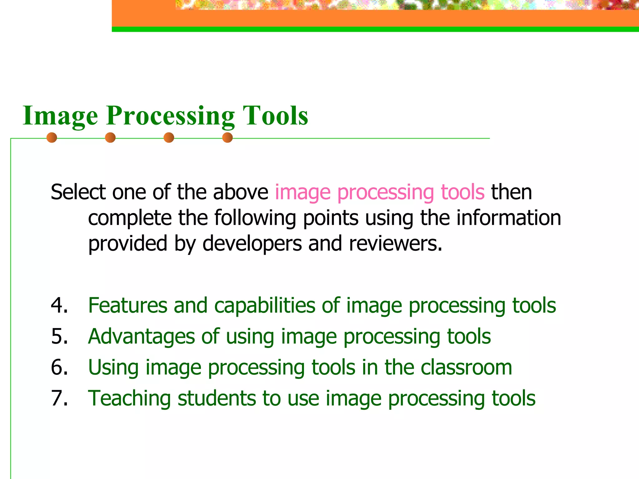 Image Processing Tools and Types of Drawings | PPT