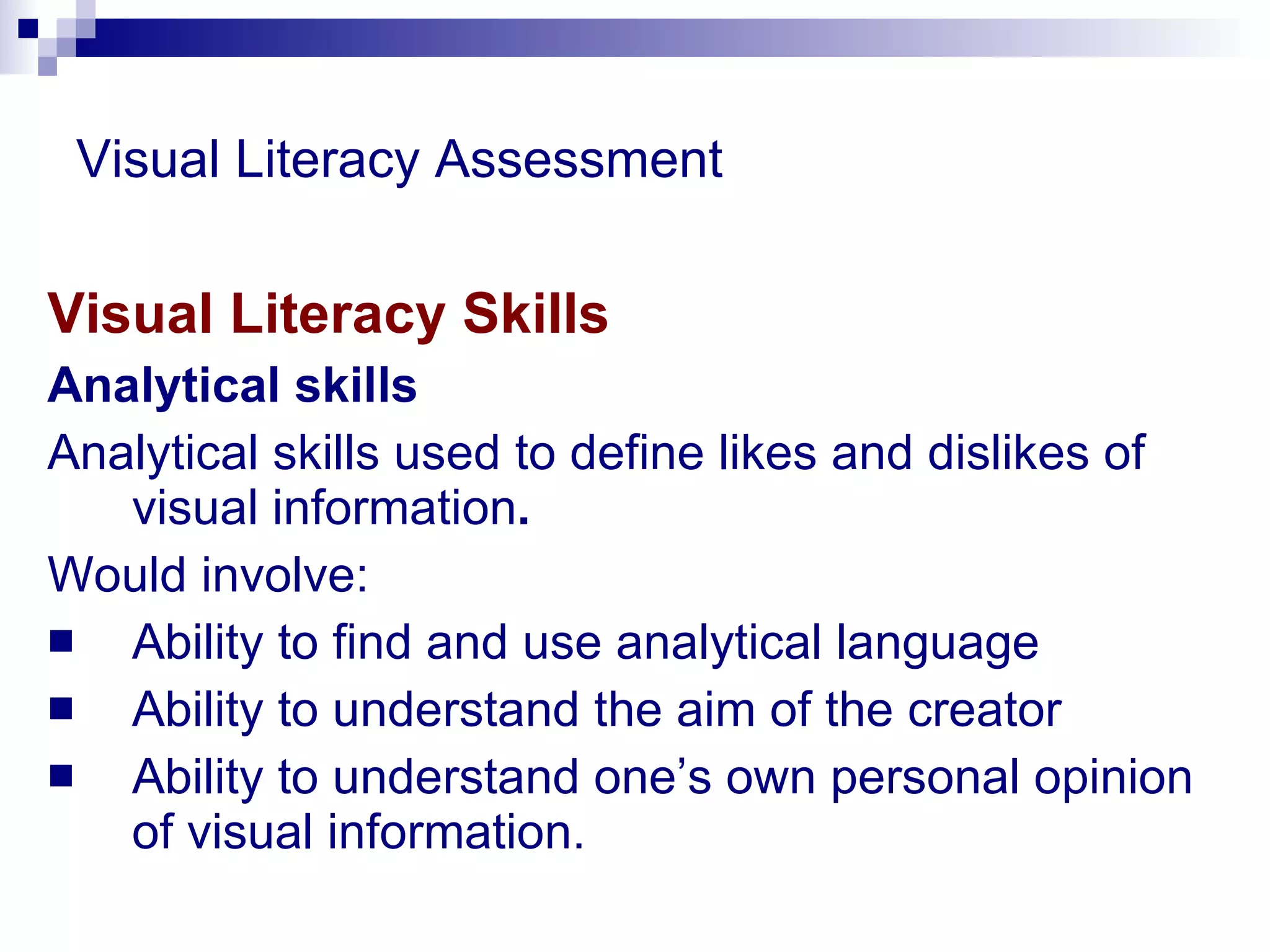 Visual Literacy Assessment | PPT