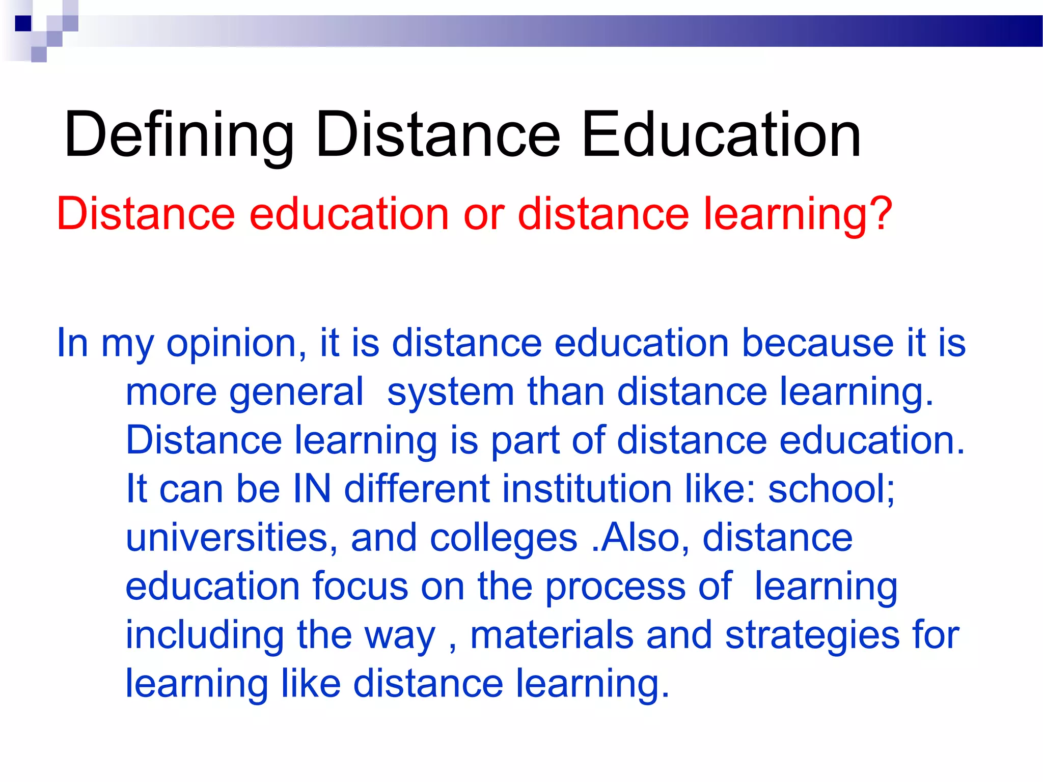 definition of distance education | PPT