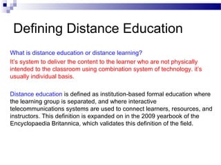 definition of distance education | PPT