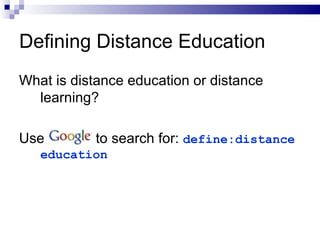 Defining Distance Education | PPT