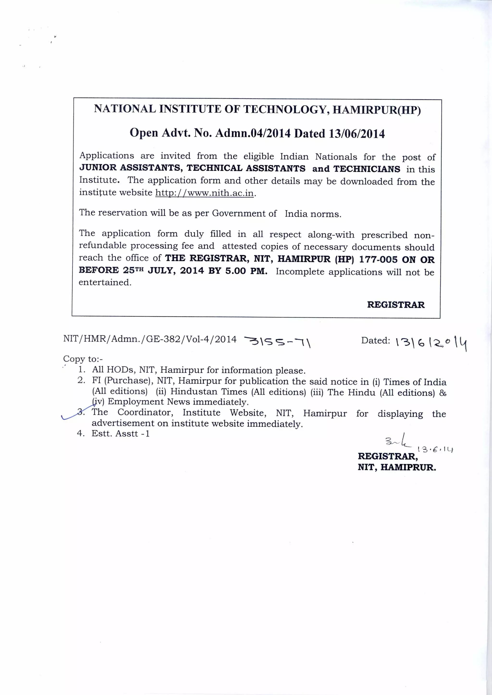 National Institute of technology, Hamirpur (HP) | PDF