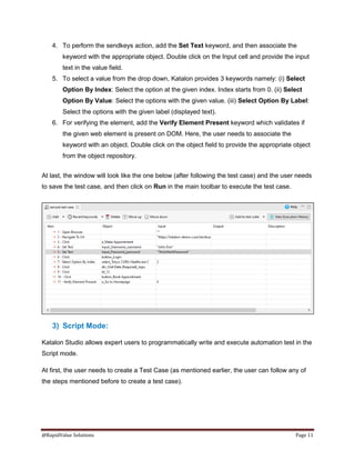 Test Case Creation in Katalon Studio | PDF