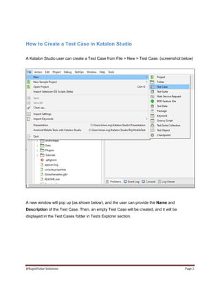 Test Case Creation in Katalon Studio | PDF