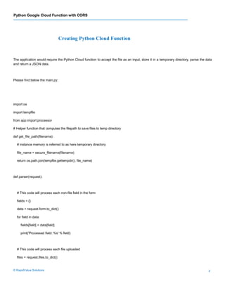 Python Google Cloud Function with CORS | PDF