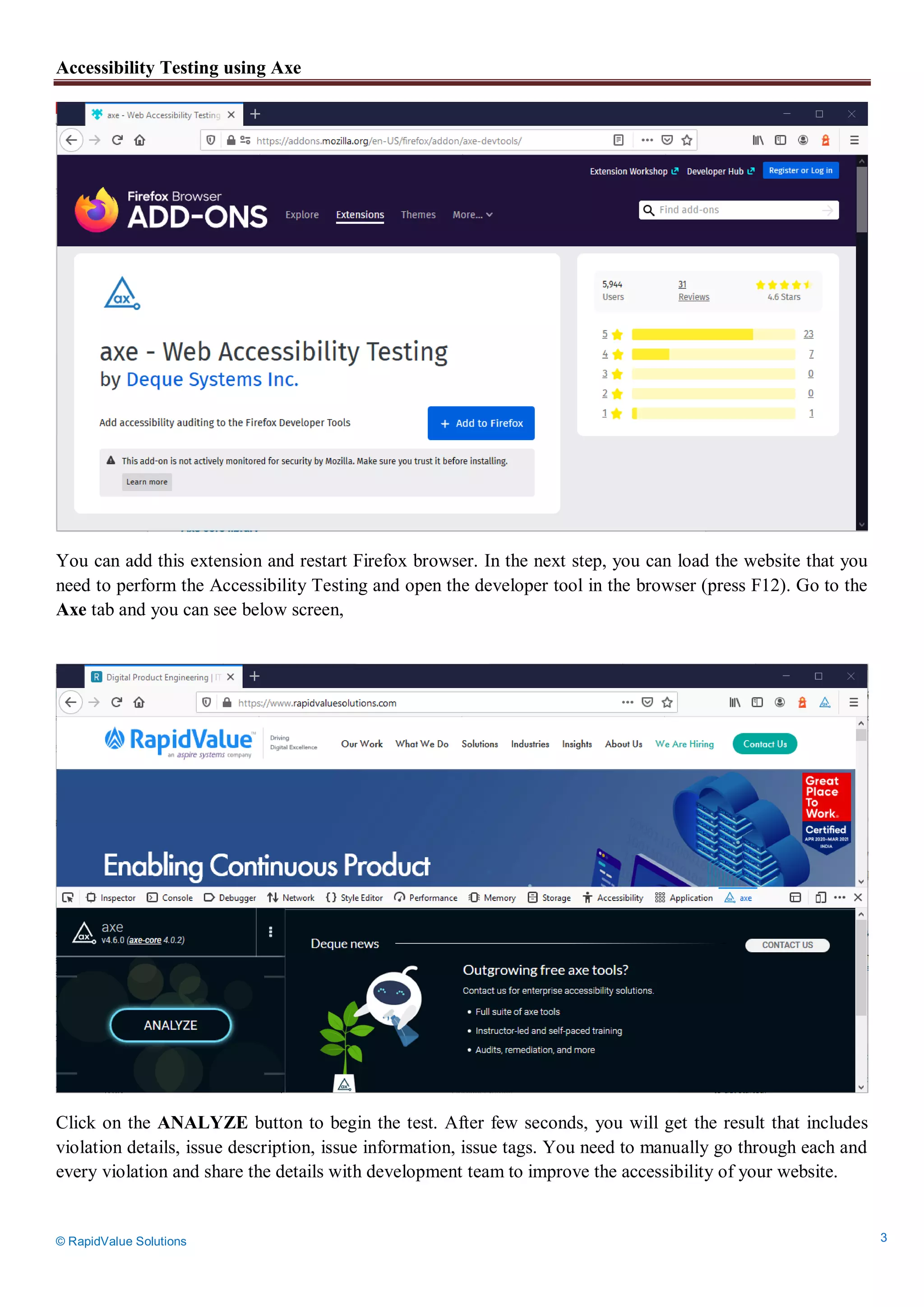 Accessibility Testing using Axe | PDF