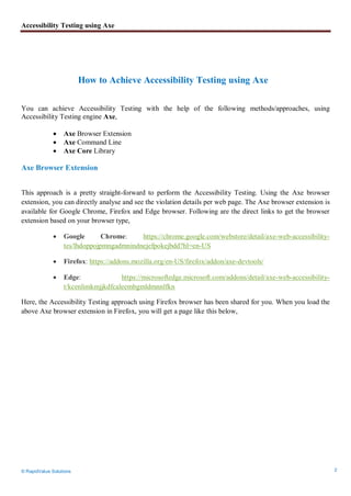 Accessibility Testing using Axe | PDF
