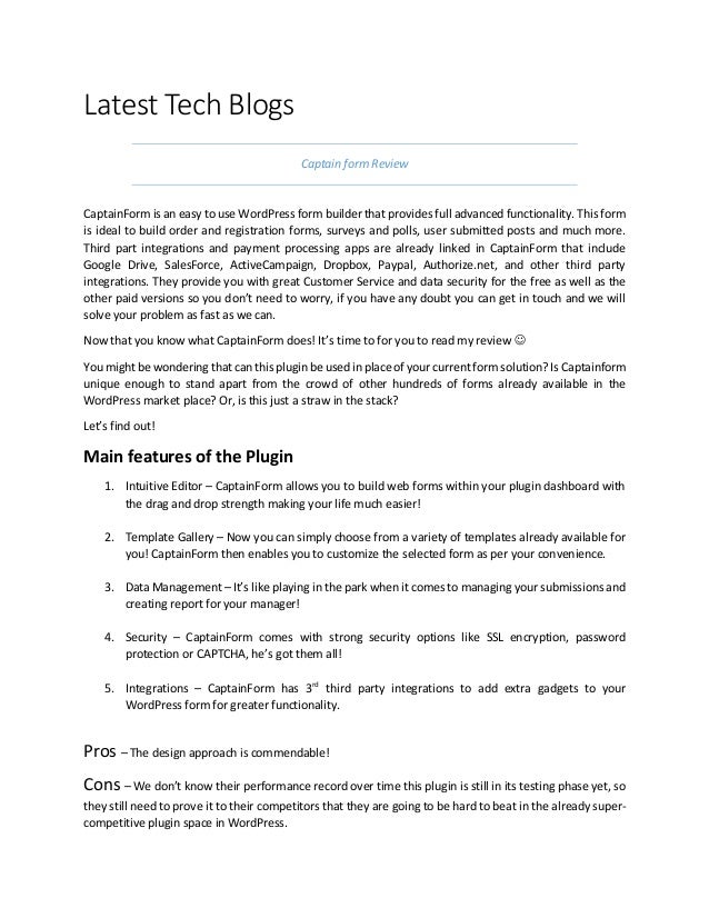 Tech blogs writing samples