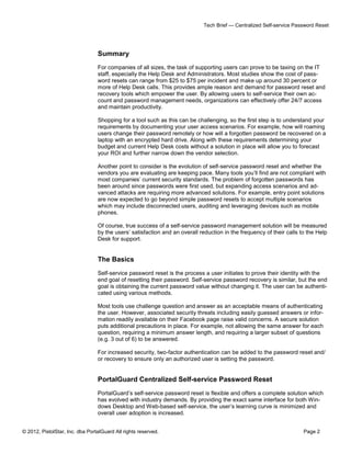 Self-service Password Reset | PDF