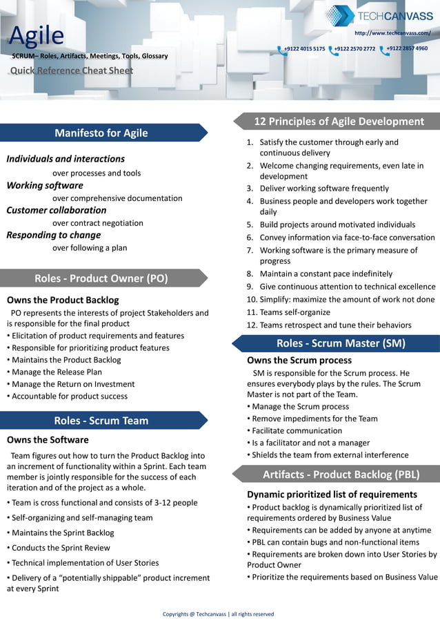 Agile Scrum Quick Reference Card | PDF | Computer Software and Applications | Computing
