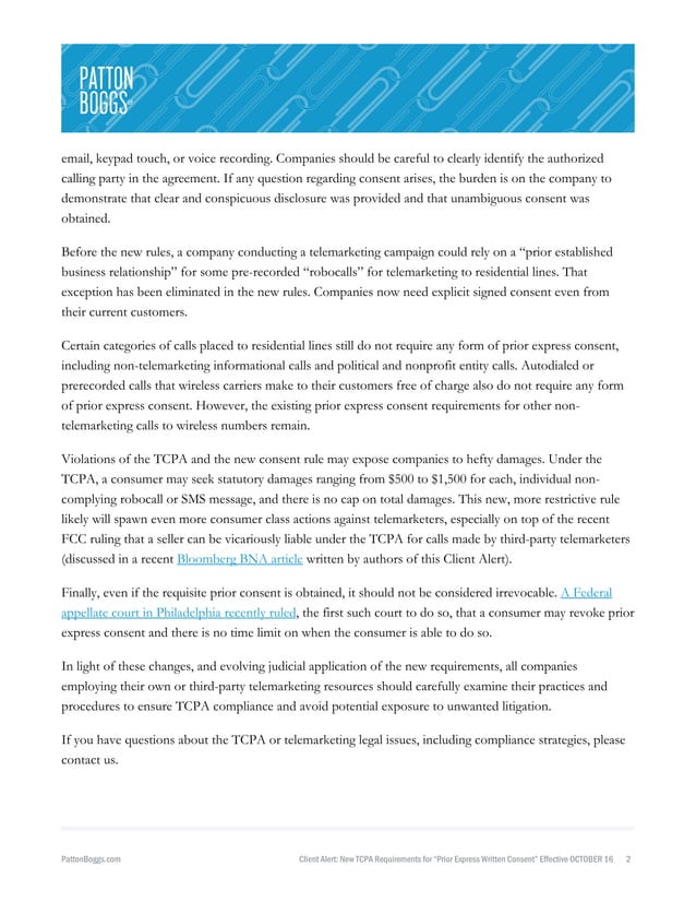 New TCPA Requirements for "Prior Express Written Consent" Effective ...