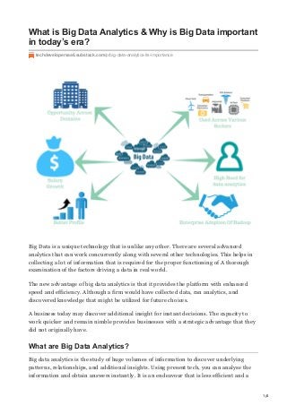 What is big data analytics amp why is big data important in todays era