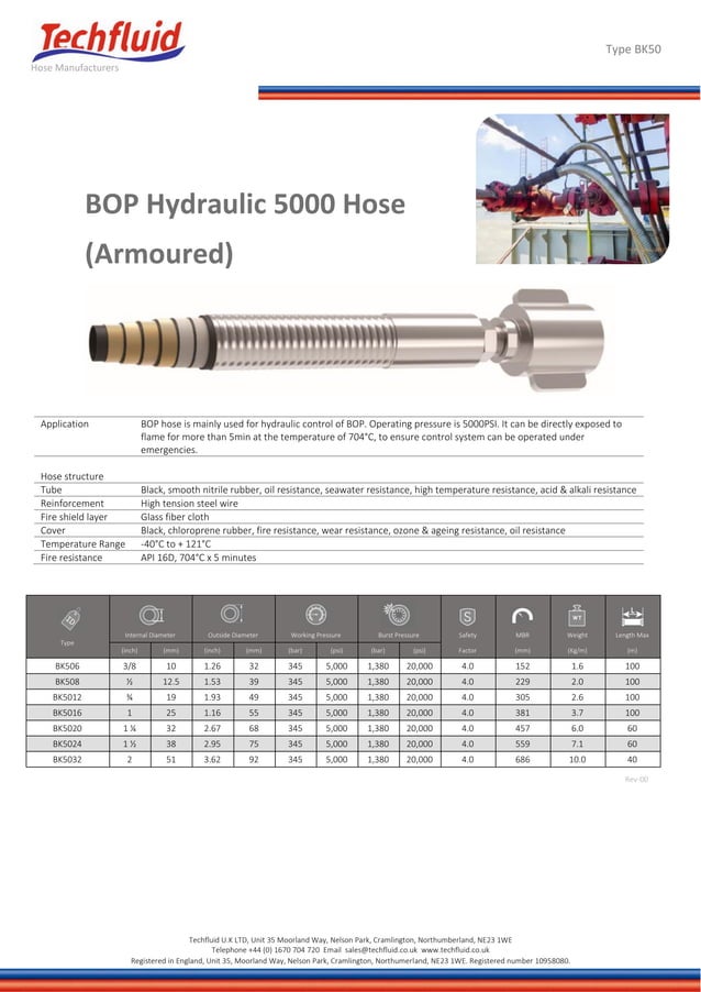 Techfluid BOP Fire-Rated Hose | PDF | Commercial Trucks | Auto Body Styles